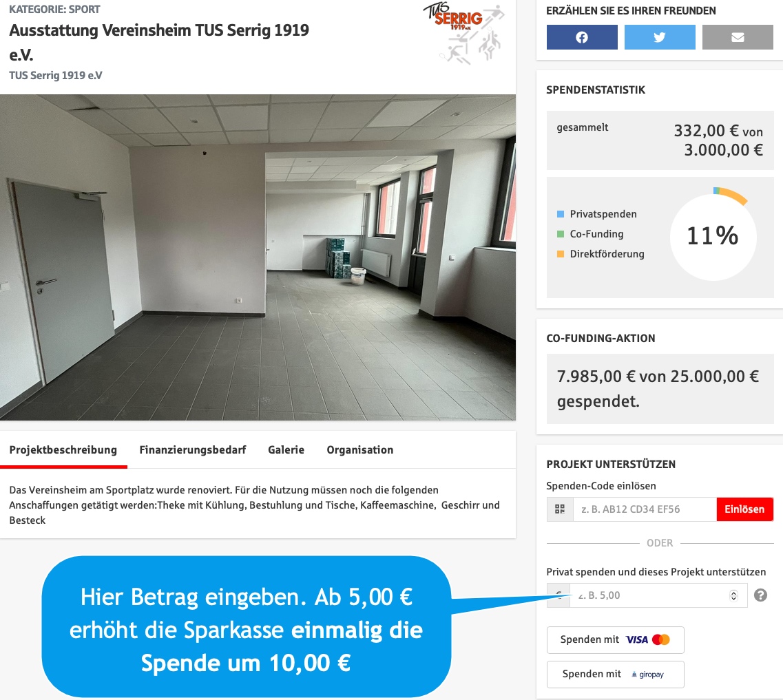 Co-Founding-Aktion des TuS Serrig mit der Sparkasse Trier – TuS Serrig